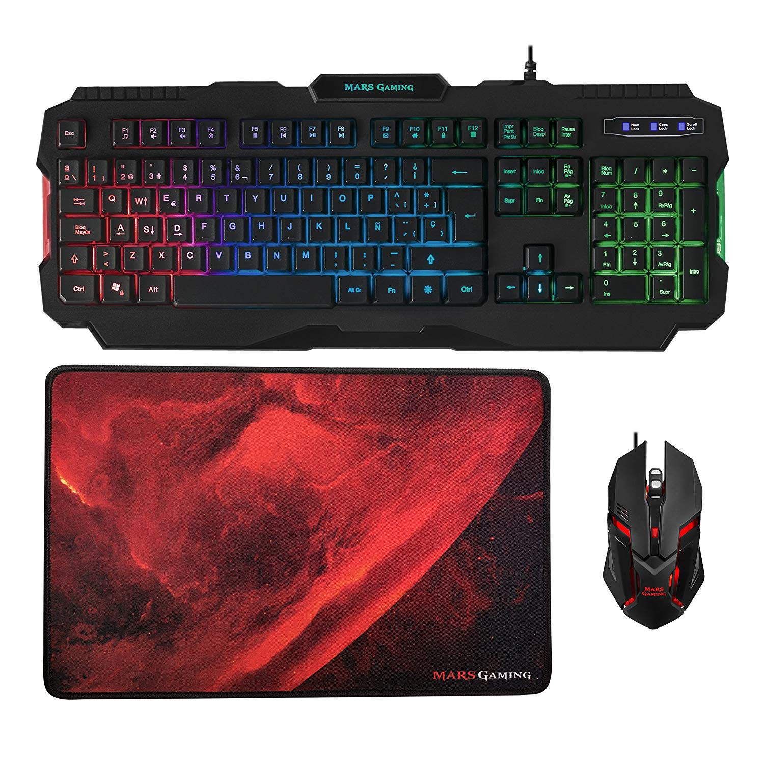 Mars Gaming MCP118, pack iluminación RGB de teclado, ratón y ...