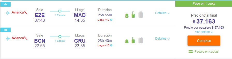 Vuelos a Madrid por AR$ 37.163 desde Buenos Aires regresando desde Barcelona a Sao Paulo!!!