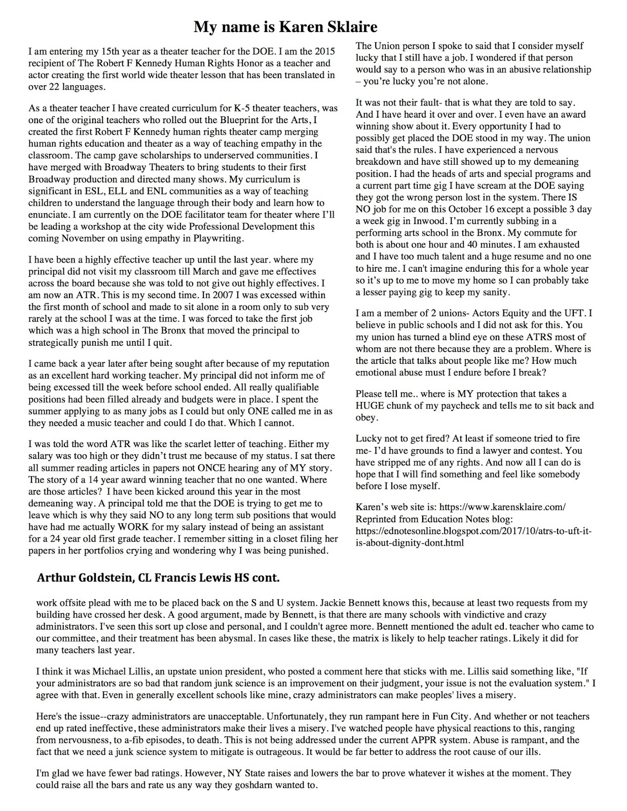 Ed Notes Online: On ATRs and APPR - Ed Notes Handout - Oct 2017