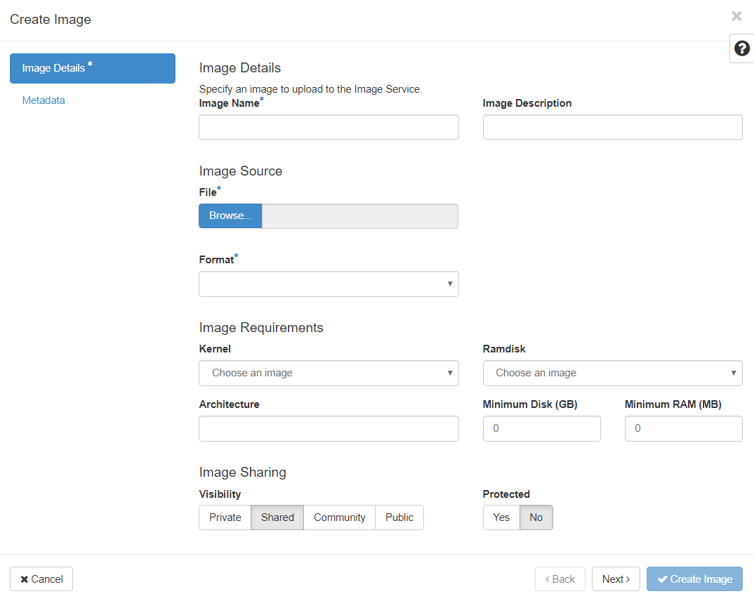Create Image in OpenStack