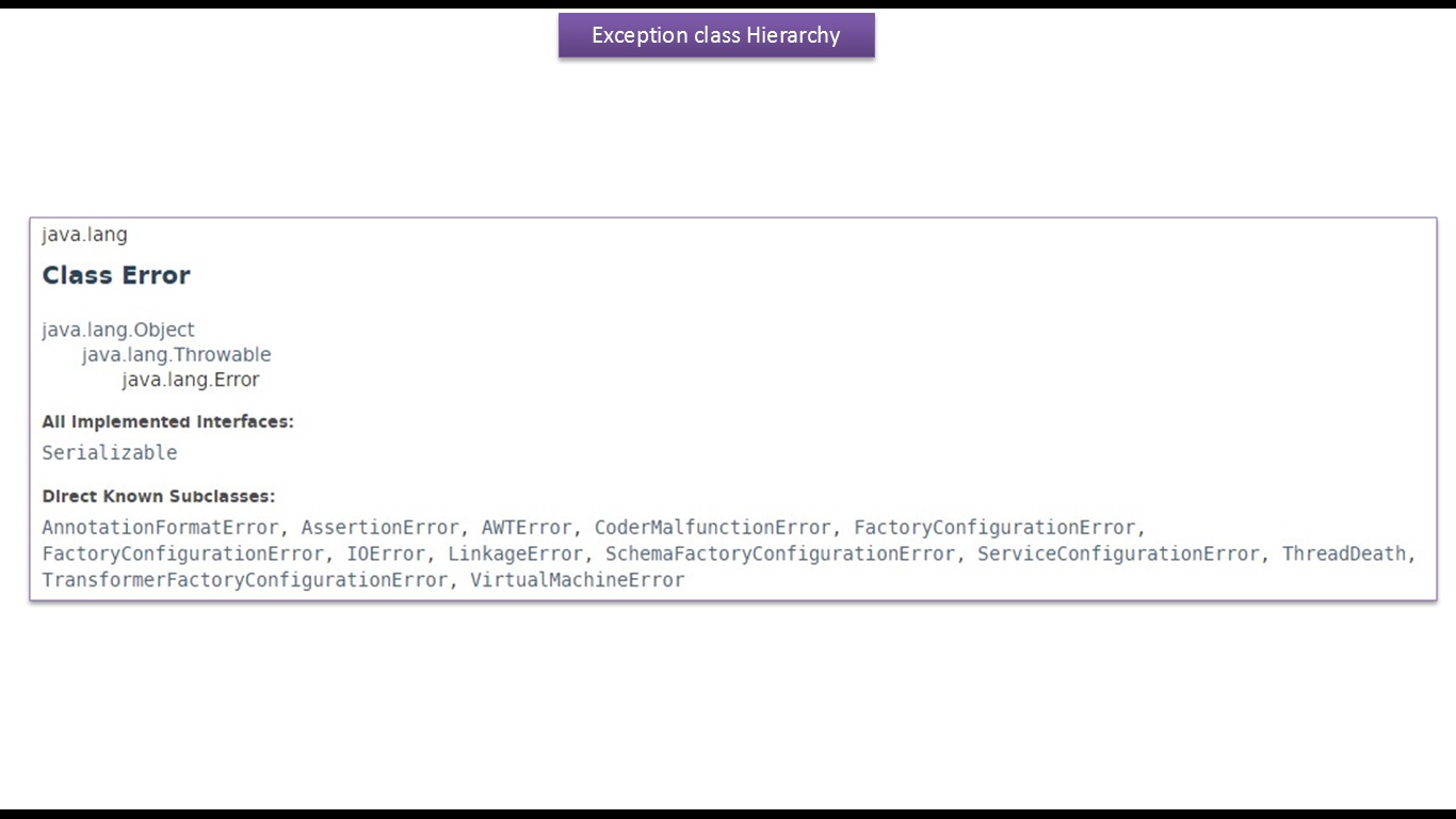Java Ee Java Tutorial Java Exception Class Hierarchy