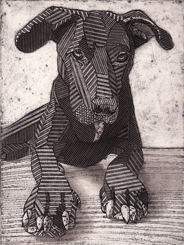 Bonnie Murray Prints: Bo #1 (Original Collagraph of Labrador Mix)