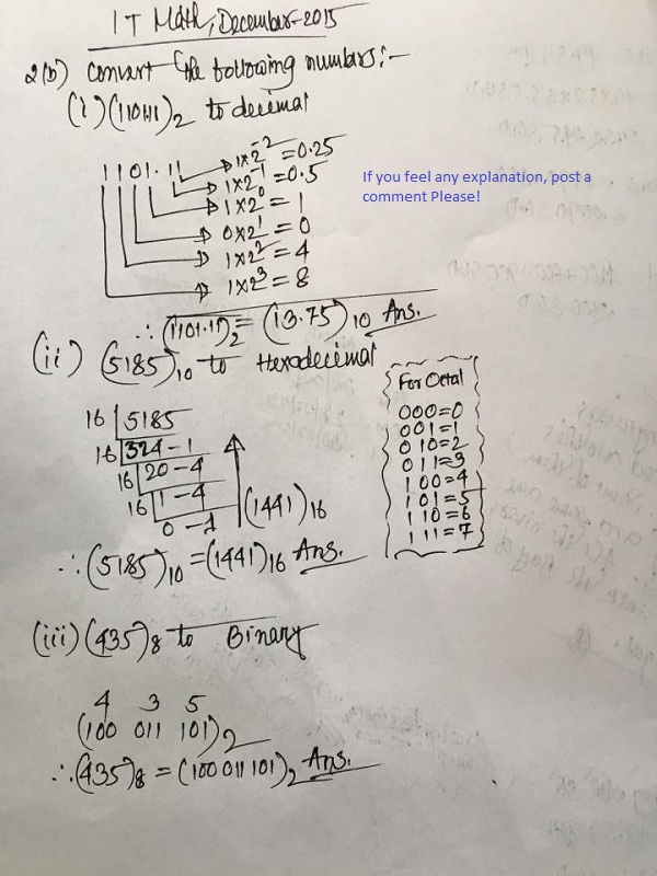 2(b). Convert the following numbers (i) (1101.11)2 to Decimal (ii ... 2(b). Convert the following numbers (i) (1101.11)2 to Decimal (ii ...