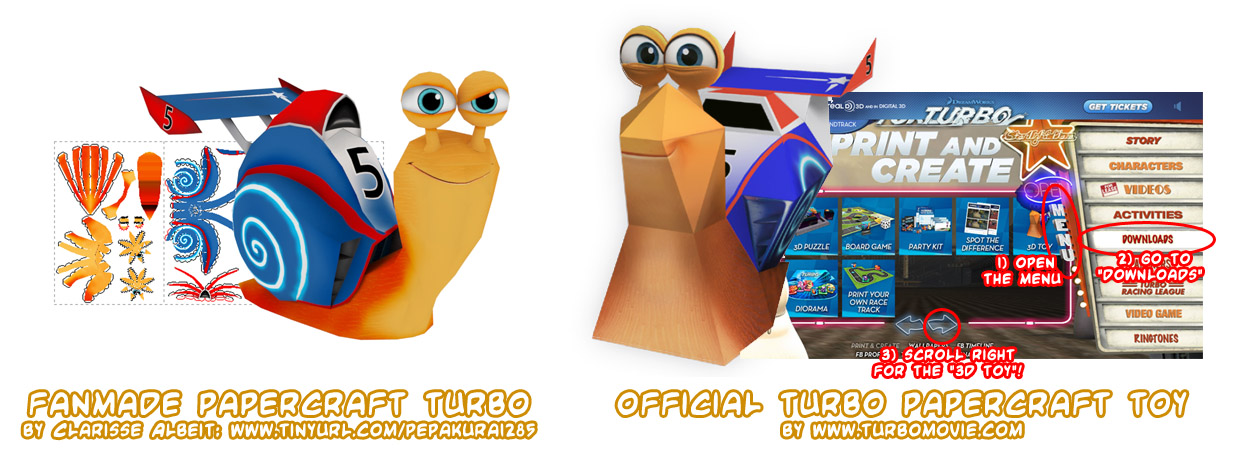 Ninjatoes' papercraft weblog: DreamWorks Turbo the snail papercraft toys