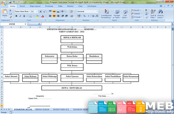 Contoh Program Wali Kelas Format Microsoft Excel | Media Edukasi Baru
