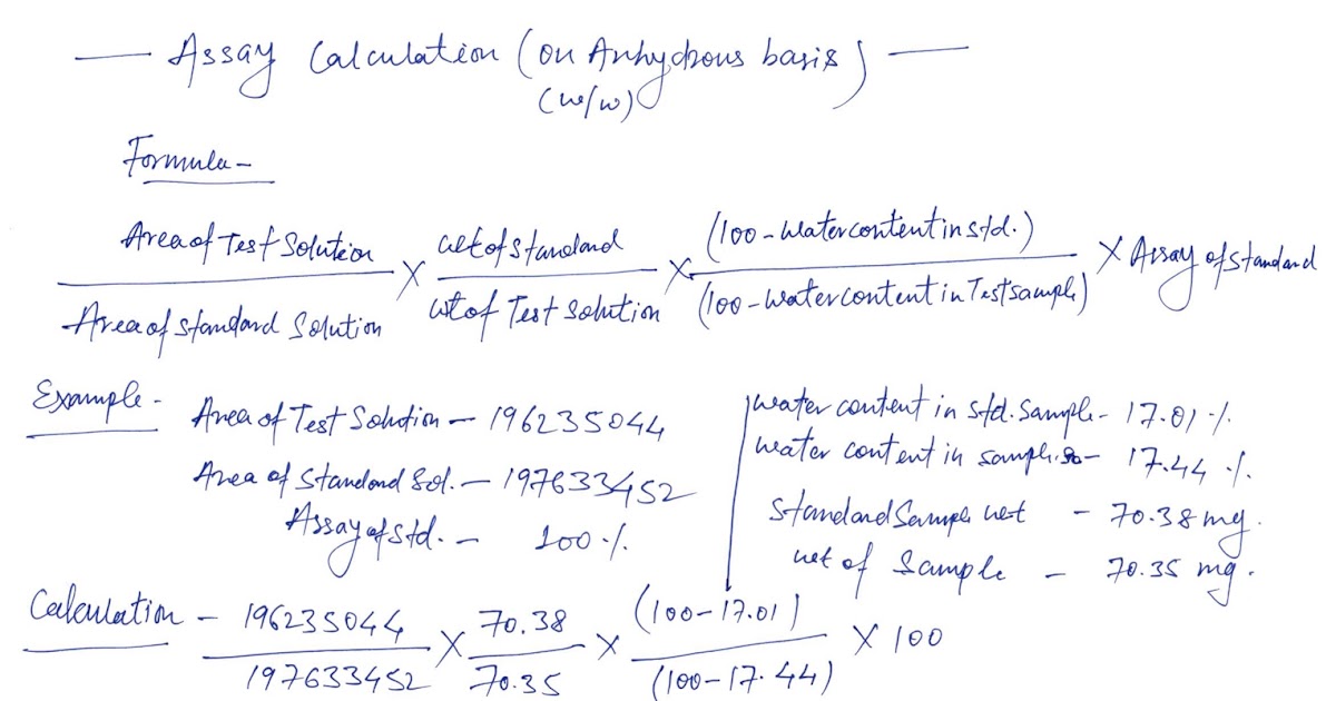 HPLCWOOD: Assay Calculation on Anhydrous basis