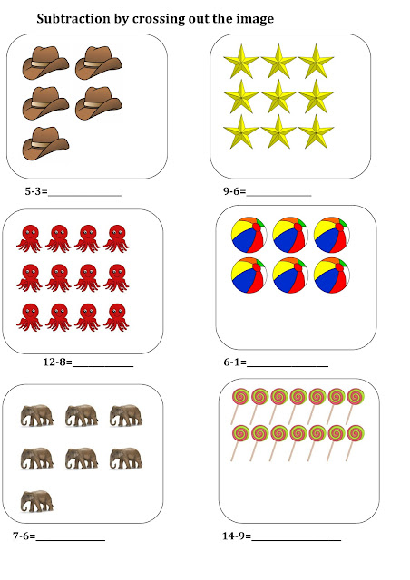 worksheets: Subtraction By Crossing Out The Image