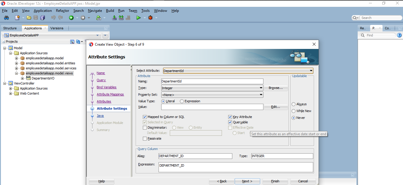 How To Create Query Based Viewobject In Oracle Adf