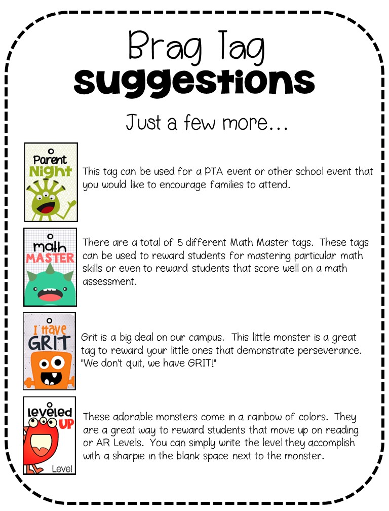 Totally Terrific in Texas: Monster Brag Tags