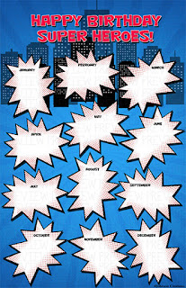 Johnson Creations: Super Heroes Birthday Chart
