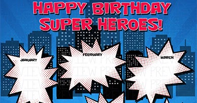 Johnson Creations: Super Heroes Birthday Chart