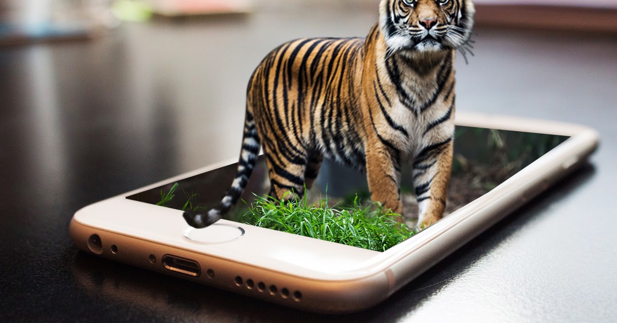 GRAPHIC DESIGN: Tiger on Phone Photo manipulation