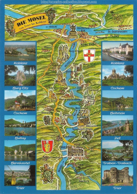 Postcard from Germany | Mapcard of the Moselle | Emaniuz Collection