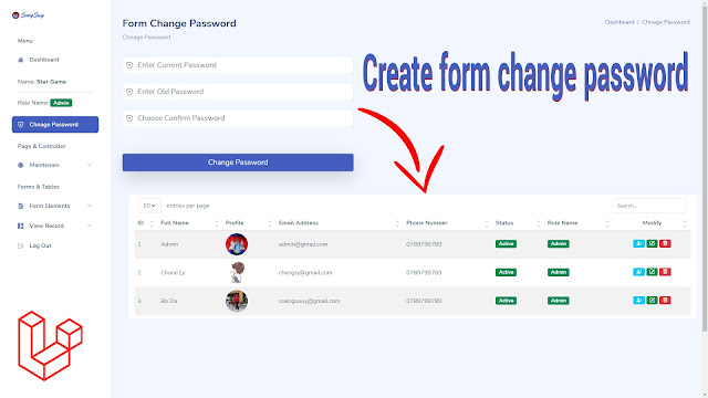 Laravel - Change Password with Current Password Validation Example