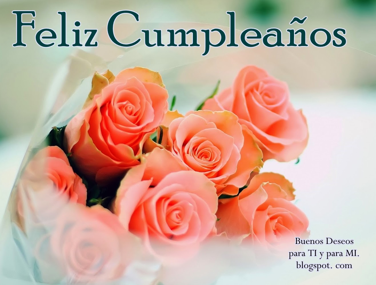 Buenos Deseos Para Ti Y Para MÍ Feliz Cumpleaños Ramo Rosas Color Melón