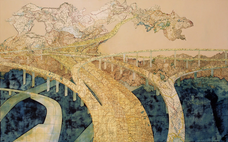 Matthew Cusick, 1970 ~ Paints with Maps | Tutt'Art@ | Pittura ...