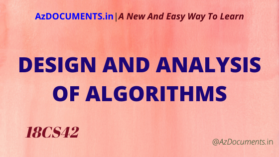 Design And Analysis Of Algorithms 18cs42