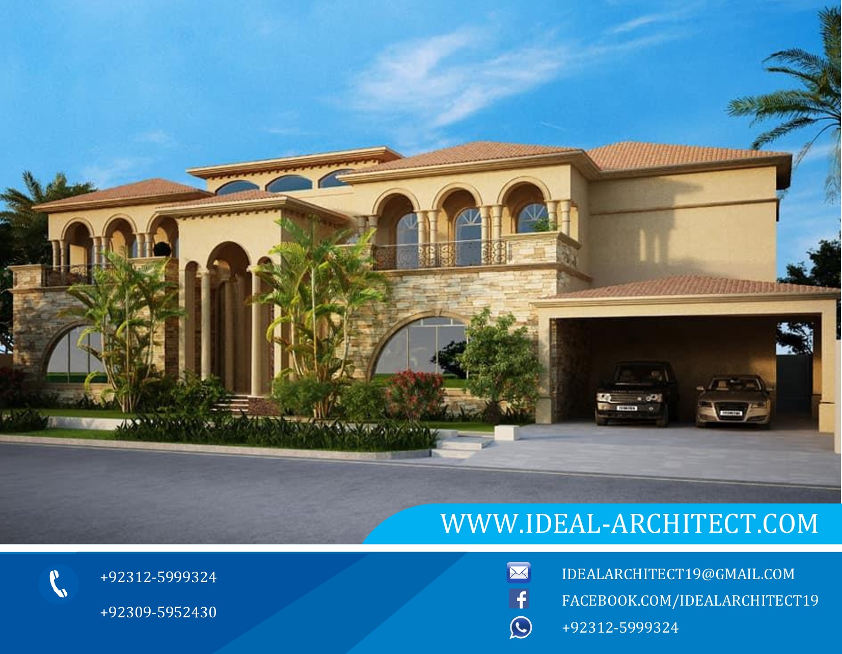 2 Kanal House 3D Front Elevations