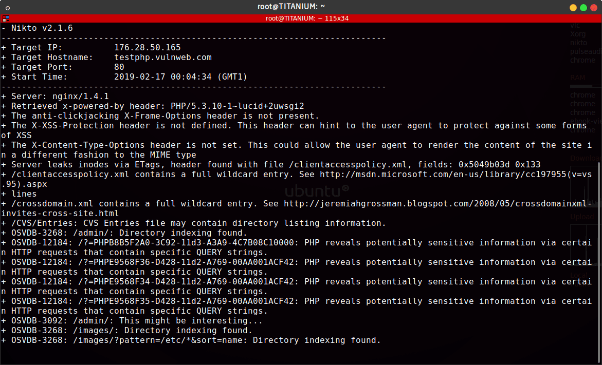 فحص المواقع وتطبيقات الويب من الثغرات الامنية - Nikto2