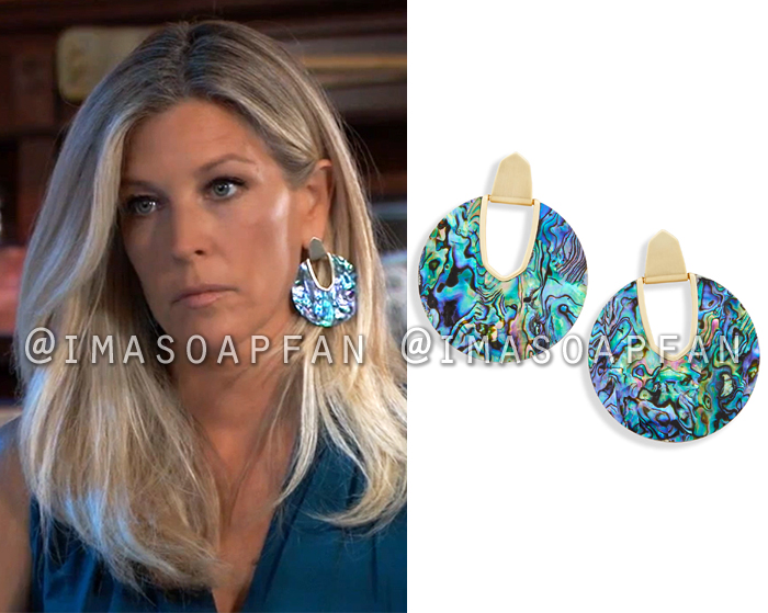 Carly Corinthos's Blue-Green Abalone Shell Statement Earrings - General ...