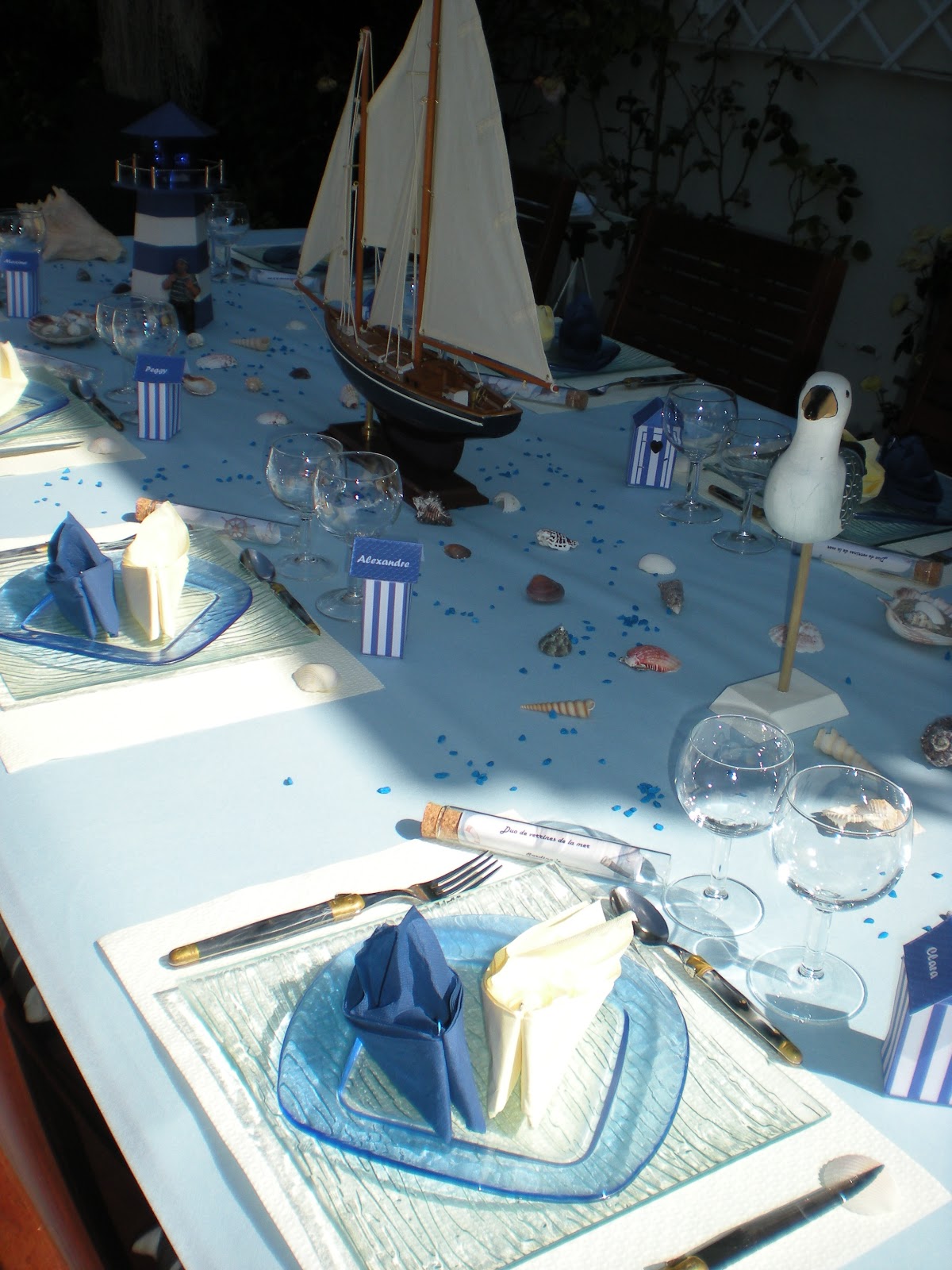Déco de table à thèmes: Décoration sur le thème de "la mer".....