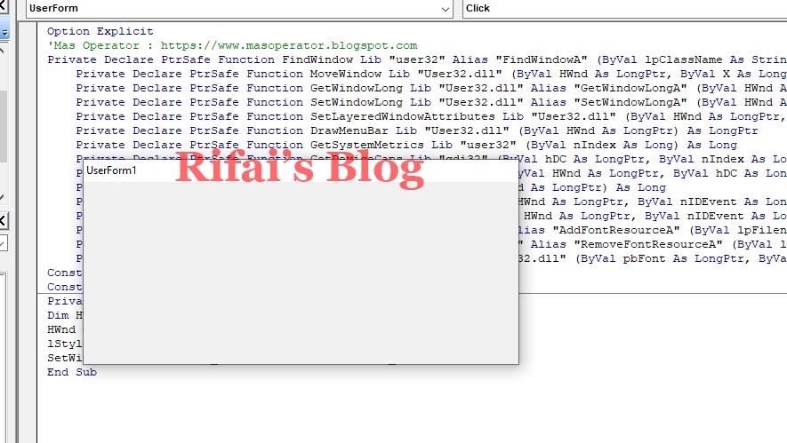 Cara Menghilangkan Tombol Close Bawaan Userform VBA Excel Rifai s Blog Cara Menghilangkan Tombol Close Bawaan Userform VBA Excel Rifai s Blog