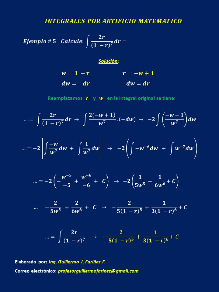 Matemáticas profe farinez: INTEGRALES POR ARTIFICIO MATEMATICOS