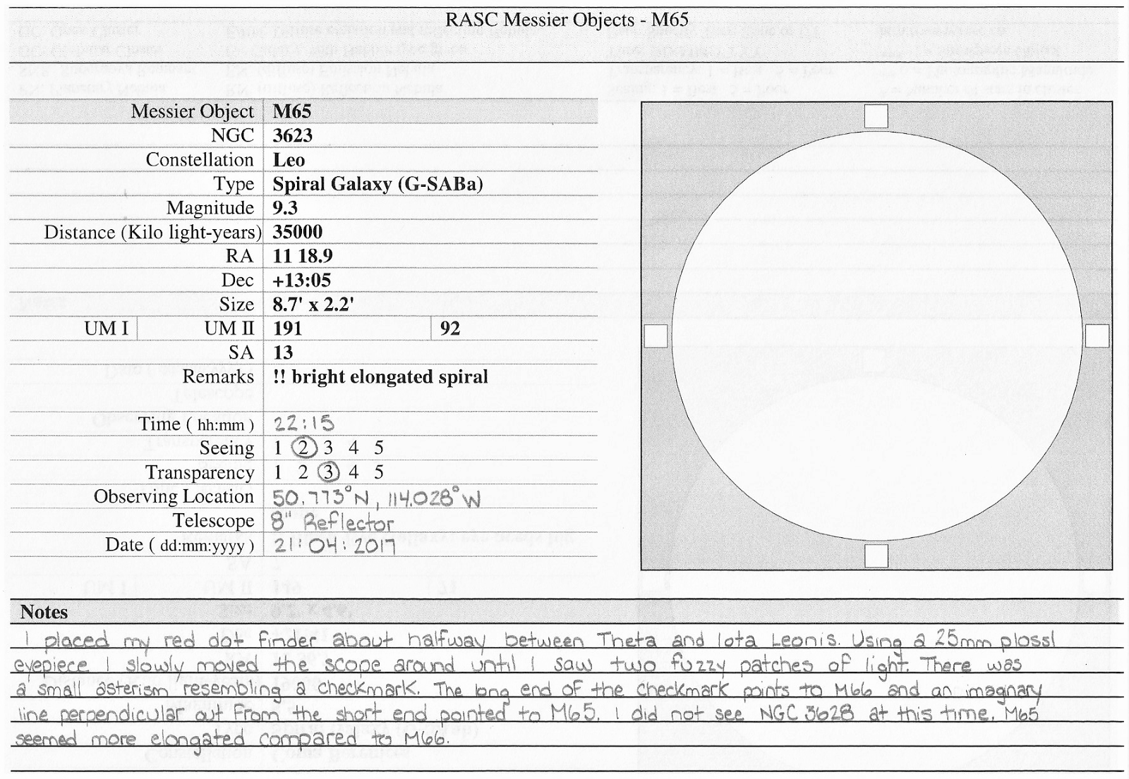 Messier Objects - M65 | Northern Astronomy