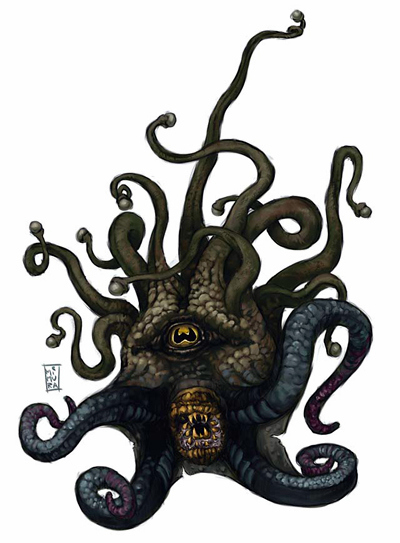 Generic Universal Eggplant: Monster: Mindwitness (Half-Illithid Beholder)