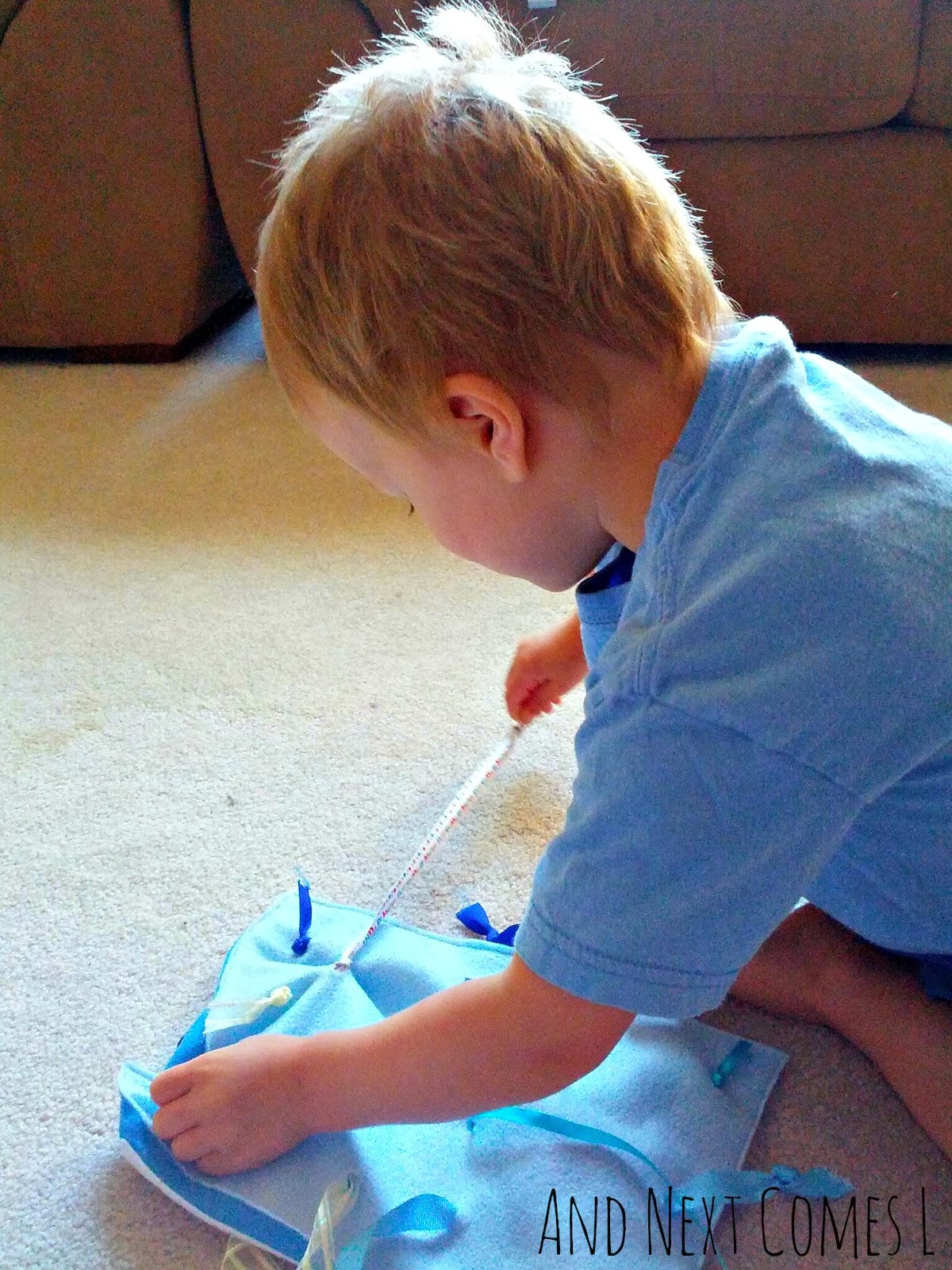 Ribbon Pulling Quiet Book Page | And Next Comes L - Hyperlexia Resources