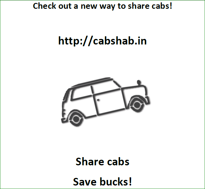 iKnowledge: Check out a new way to share cabs! http://cabshab.in Share ...