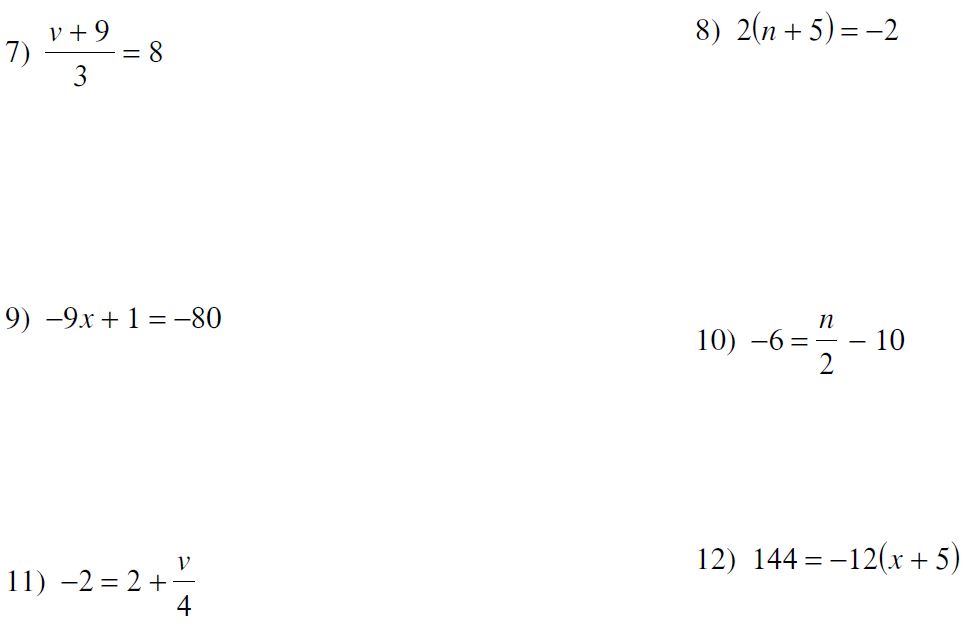 Mr. Howards ESOL Math: 7th 2 Step Equations CRCT Review