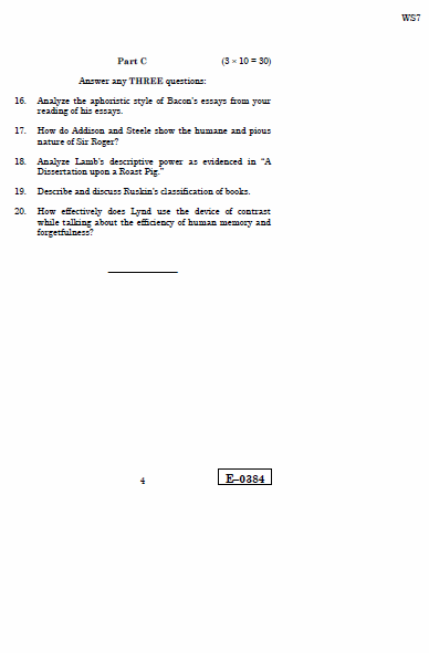 Alagappa University B.A.English PROSE APRIL 2019 Question Paper ...