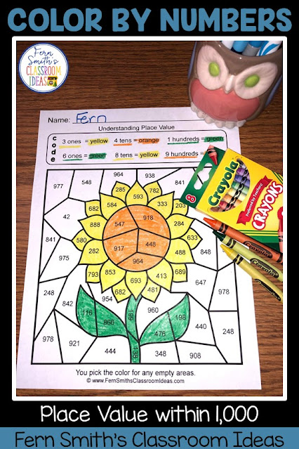2nd Grade Go Math 2.5 Place Value to 1,000 Color By Numbers - Fern ...
