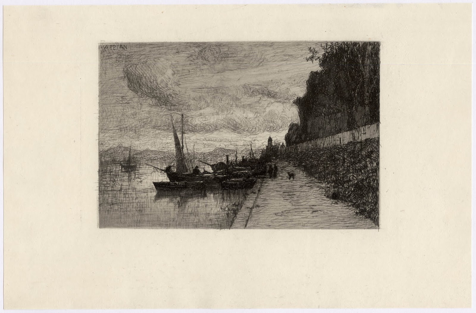 Prints and Principles: Adolphe Appian’s etching, “Wharf with Sail Boats ...