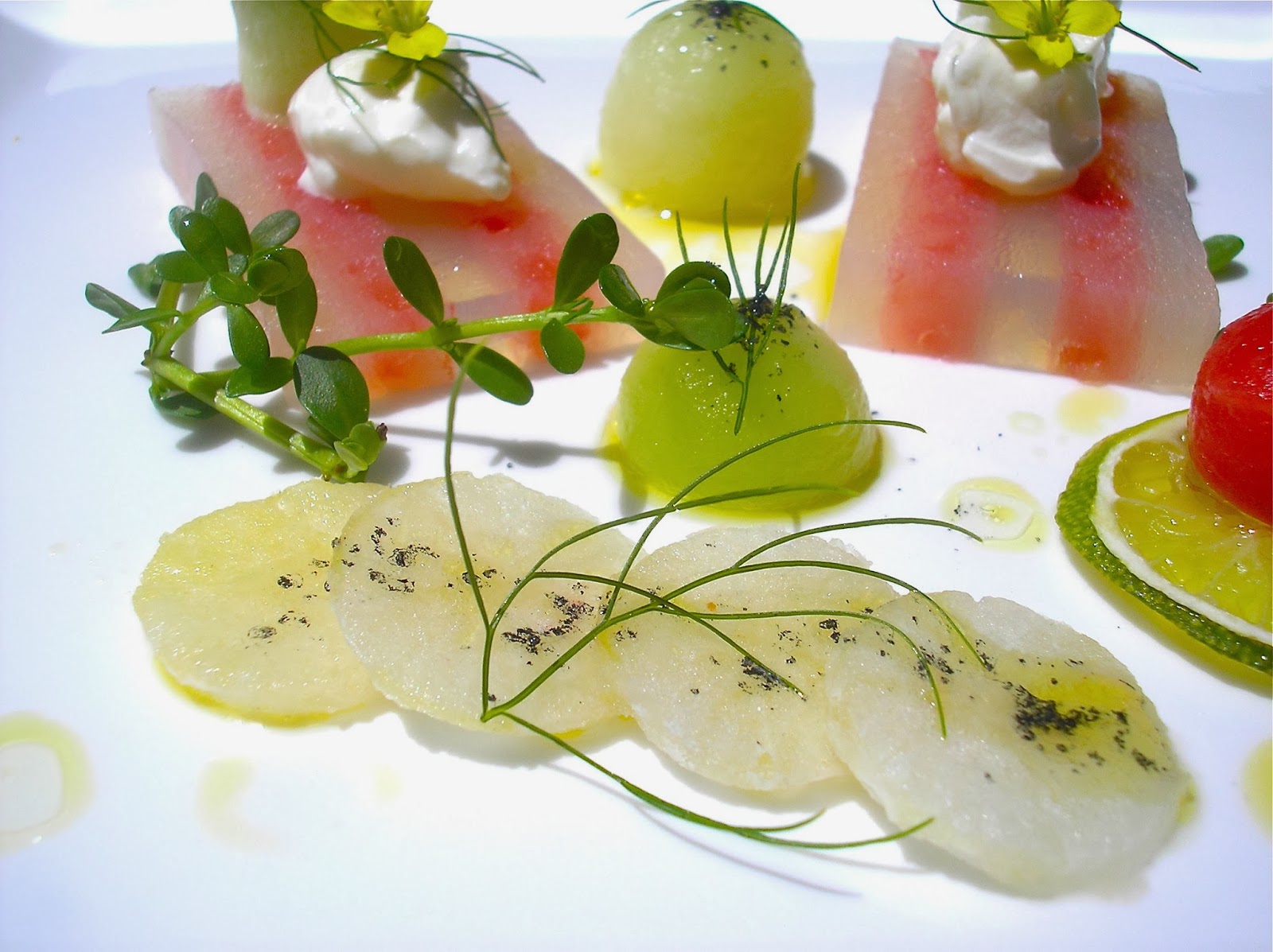 food play: ' CUCUMBER and MELON TERRINE