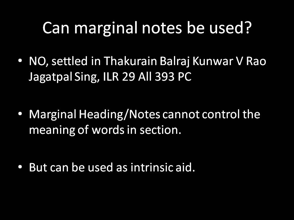 Interpretation of statutes - internal aids