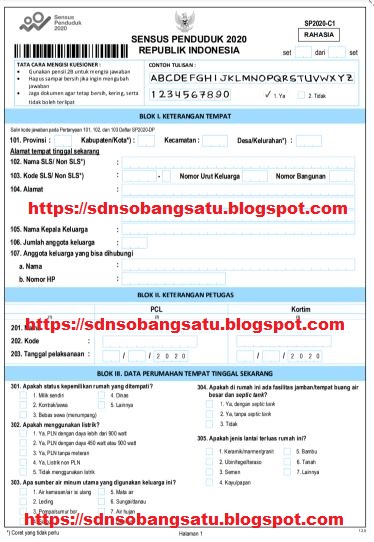 SENSUS PENDUDUK SP ONLINE 2020 DAN CONTOH KUISIONER SP ONLINE 2020 ...