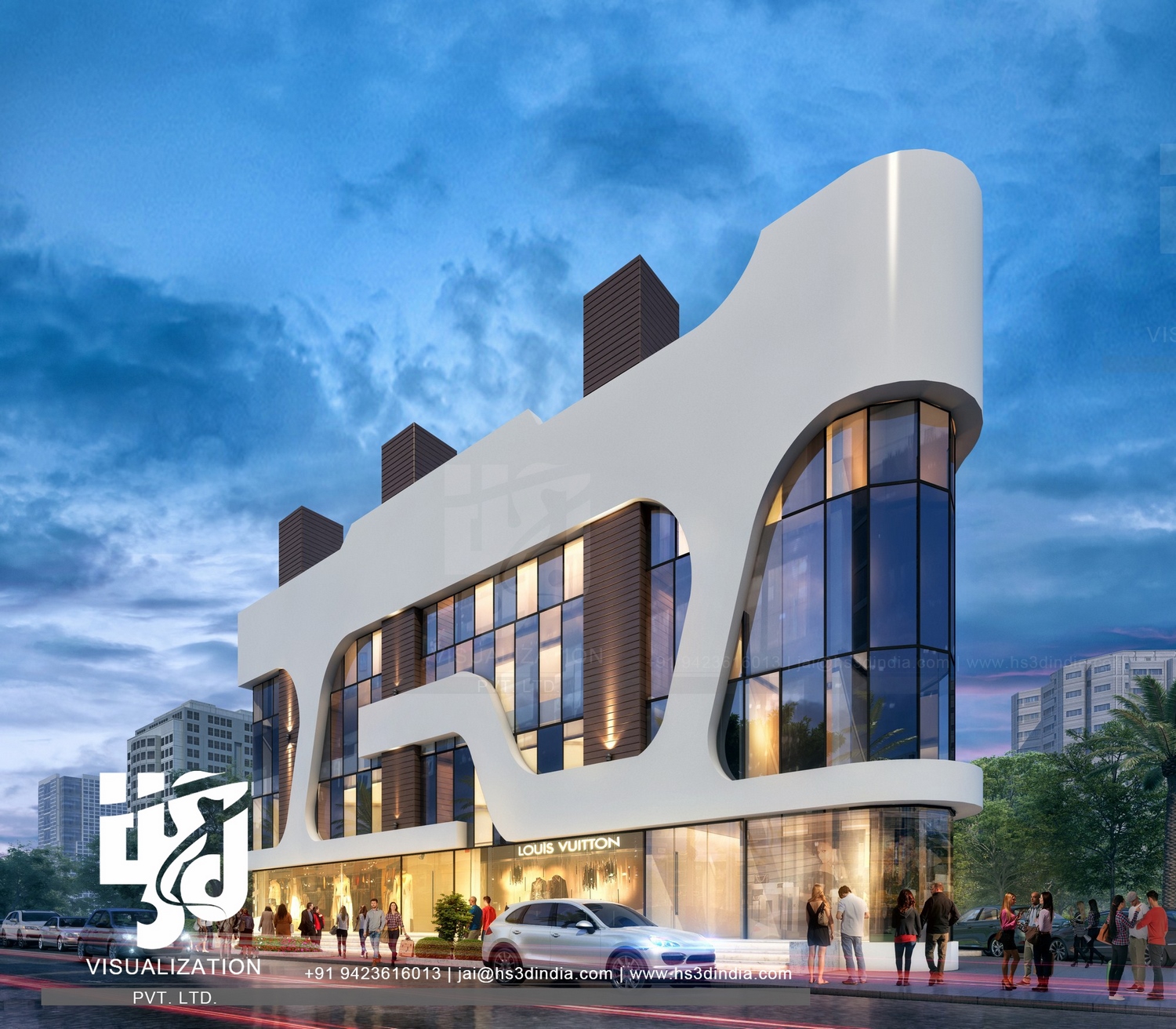 Elegant Shopping Mall 3d Exterior Renderings