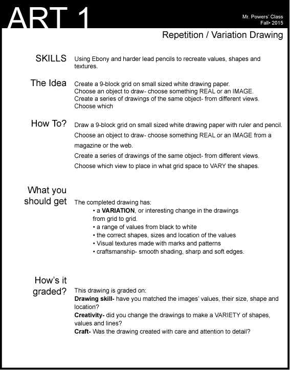 THE OTHER ART ONE: REPETITION with VARIATION, A Homework Drawing
