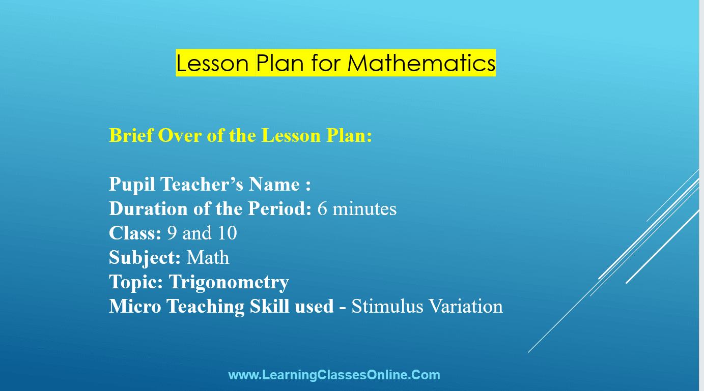 Mathematics Lesson Plan PPT And PDF For B.Ed