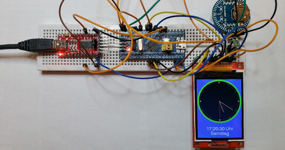 THD Arduino Projekte: Analog Uhr mit Blue Pill Board (STM32F103C8T6) und dem ILI9143 TFT