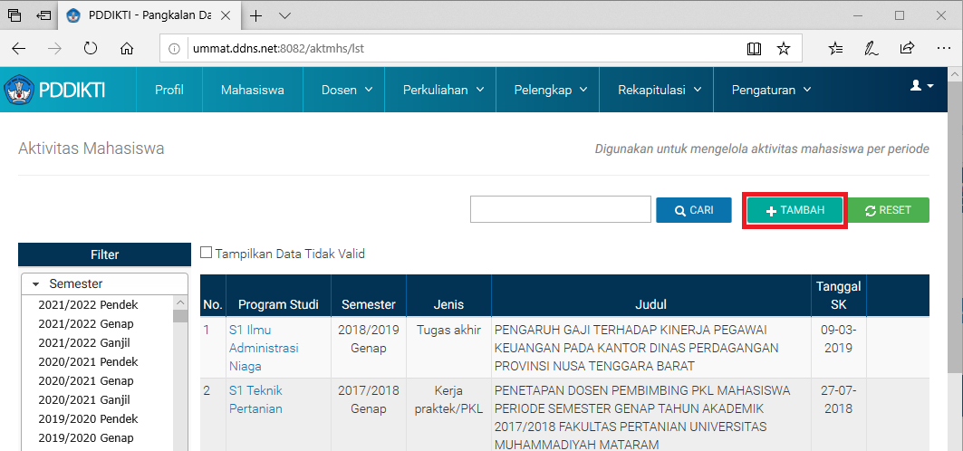 Tutorial input data Aktifitas Mahasiswa di Laporan Feeder PDDikti ... Tutorial input data Aktifitas Mahasiswa di Laporan Feeder PDDikti ...