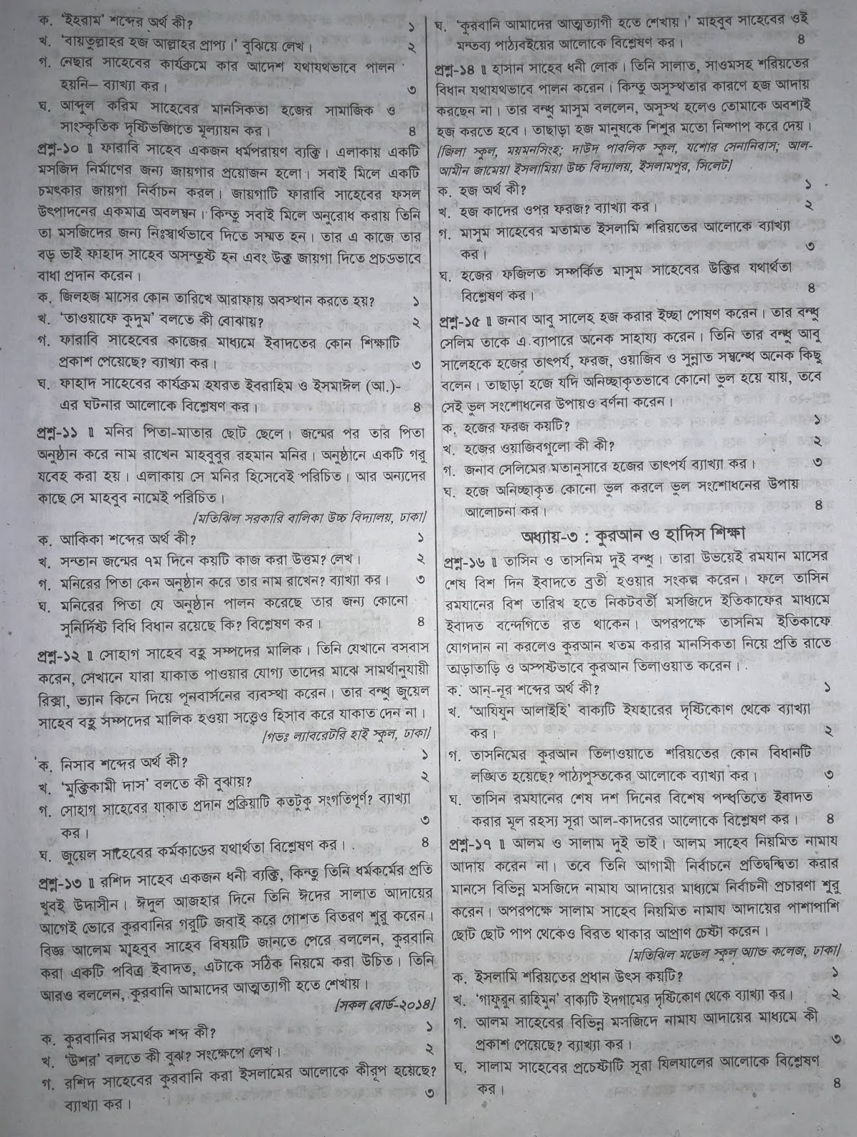 JSC Islam and Moral Education Suggestion and Question 2024