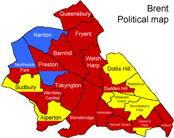 Brent Map Region Political | Map of London Political Regional