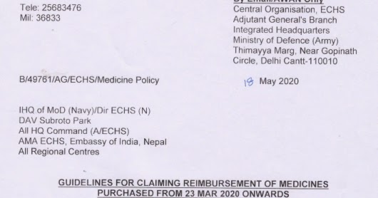 GUIDELINES FOR ECHS REIMBURSEMENT