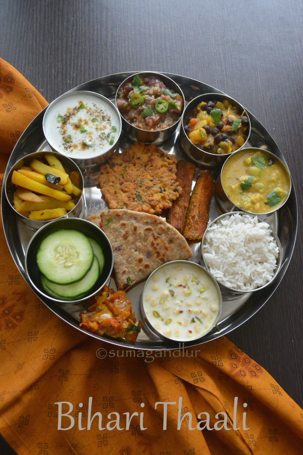 Veggie Platter: Bihari Thaali ~ Aloo Bhujiya Subzi