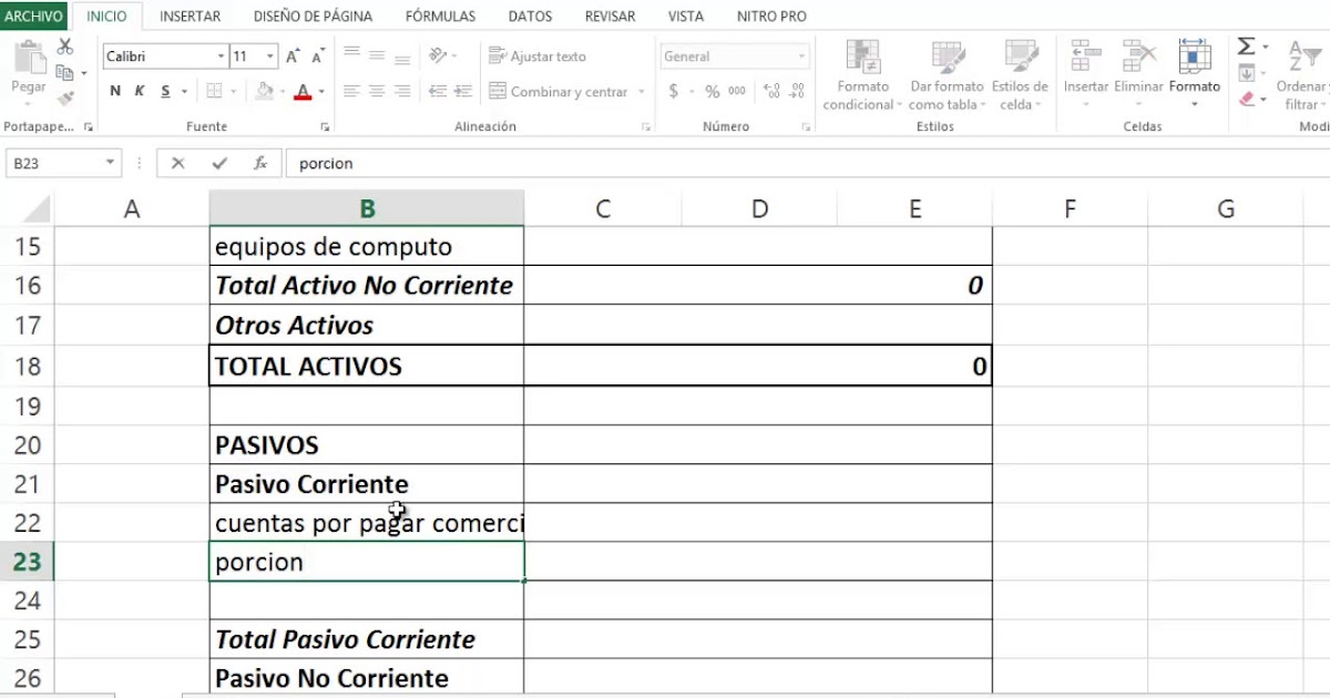 Formato Balance Inicial En Excel ~ Medical Resume