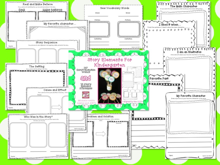 Story Elements for Kindergarten and Comprehension Wands! - Apples & ABC's