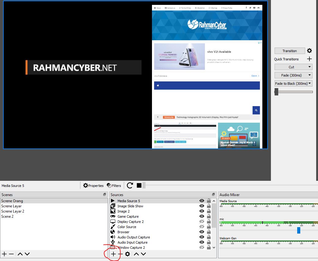 Cara Mixing berbagai Source dengan OBS (Open Broadcaster Software)